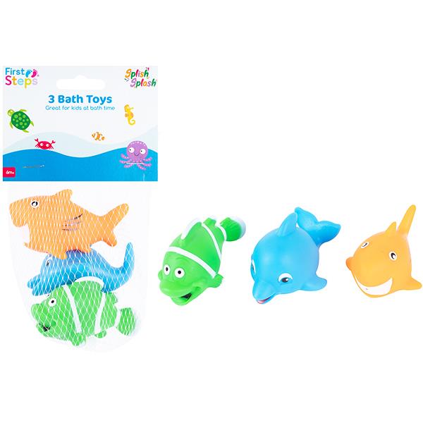 Children's Pack of 3 Fun Colourful Assorted Fish Bath Toys ...