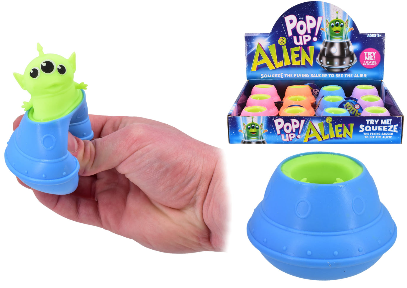 Alien in Space Craft Squishy Pop Up Toy for Ages 3 & Up - 4 to Collect ...