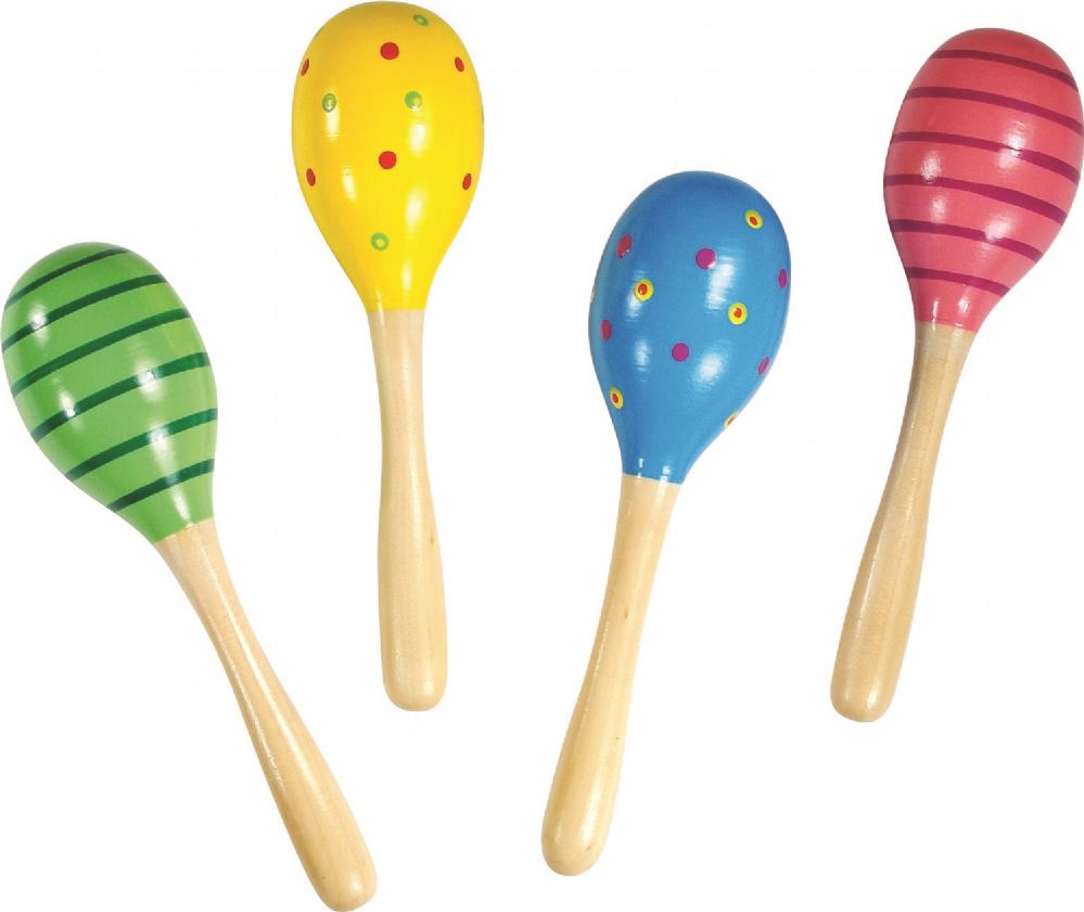 Children's 19cm Colourful Patterned Wooden Maraca Musical Toy ...