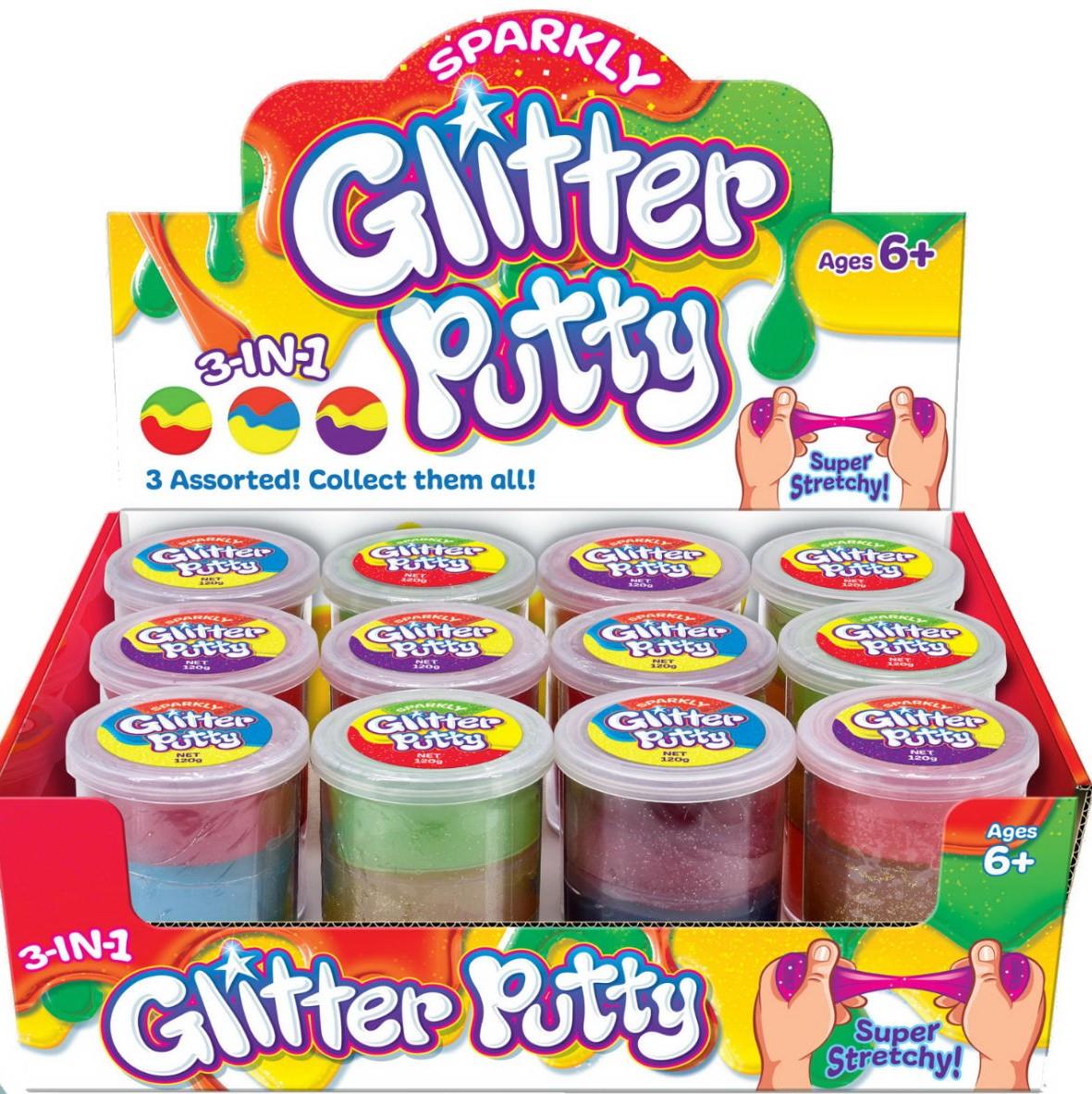 Sparkly 3 in 1 Colour Glitter Putty Children's Sensory Toy – Curious Minds