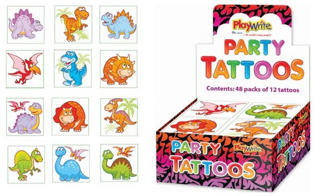 Children's Temporary Dinosaur Transfer Tattoos (pack 12 assorted desig ...